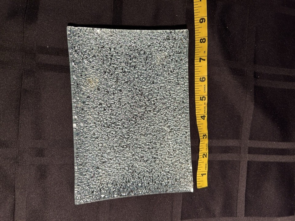 Vtg small rectangle glass silver tone tray | eBay
