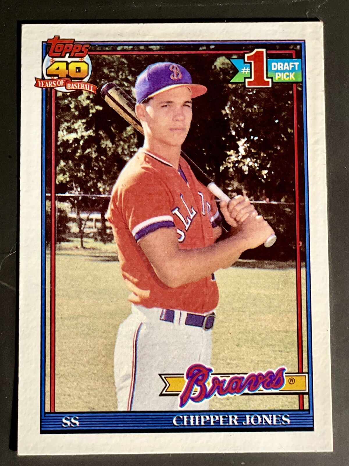 1991 Topps: Chipper Jones (RC) #1 Draft Pick #333 40 Years Of Baseball ...