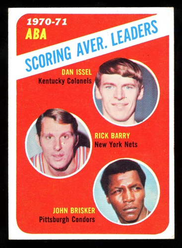 1971-72 TOPPS BASKETBALL NBA #147 RICK BARRY DAN ISSEL NM ABA SCORING ...
