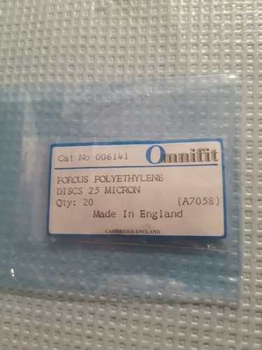 Omnifit FPLC Column Filter Porous Polyethylene Disc 25 Micron 20 Pieces ...