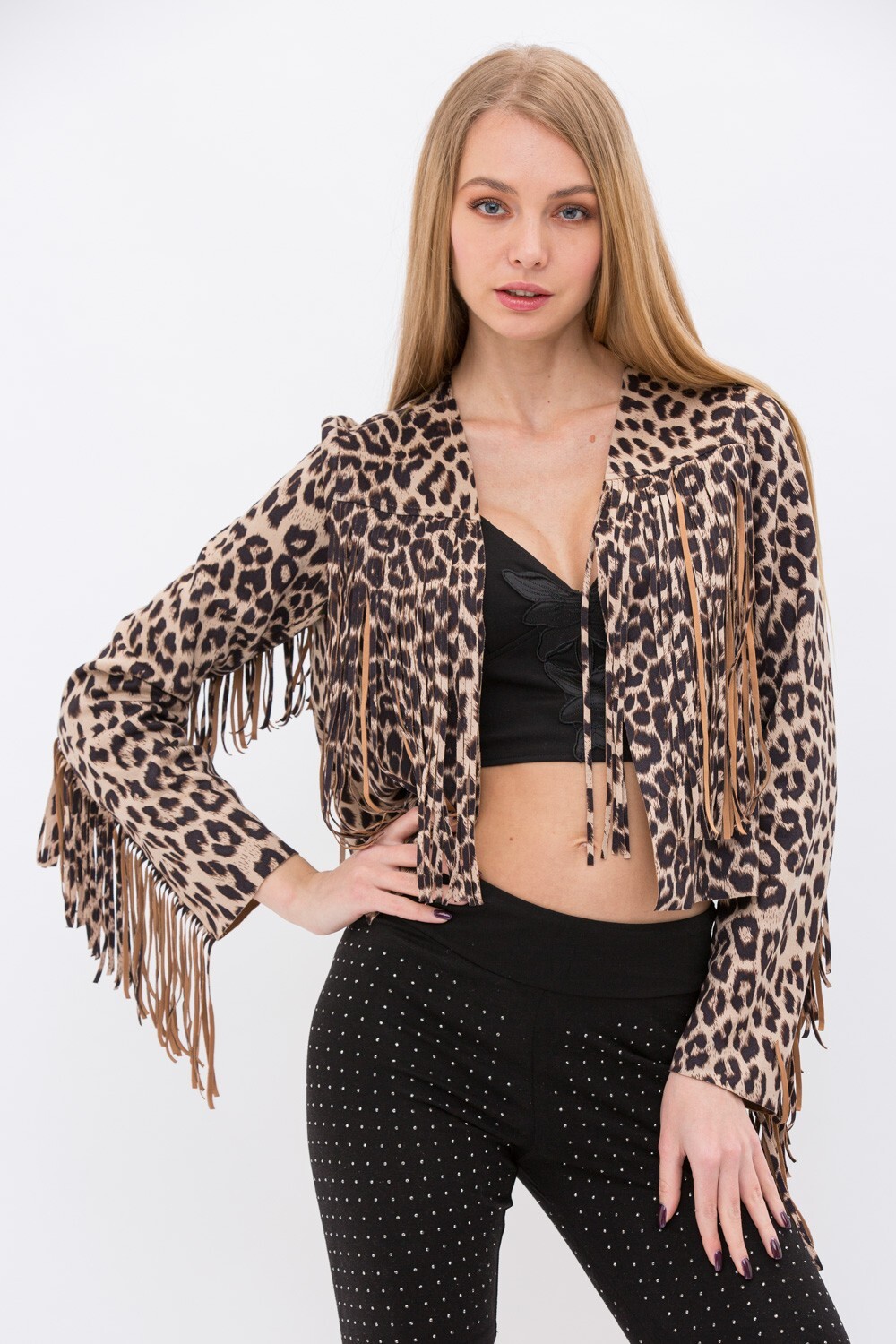 VOCAL cropped JACKET SM-3X western RODEO COWGIRL ANIMAL PRINT fringe ...