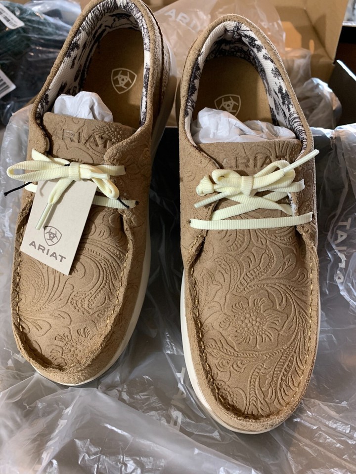 Ariat® Ladies Hilo Tan Floral Emboss Slide On Shoes, 9.5 Wide | eBay