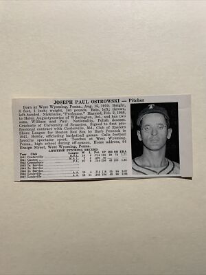 Joe Ostrowski Ribs Raney Toledo Mud Hens 1948 AA Minor League Baseball ...