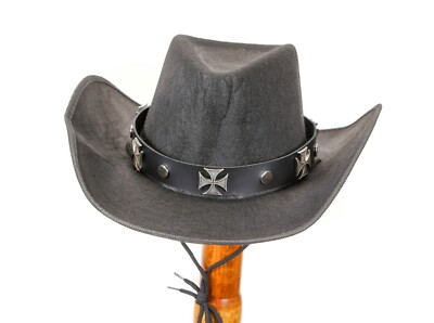 Iron Cross Rivet Hat Band for Cowboy Hats Steampunk Leather Thrash ...
