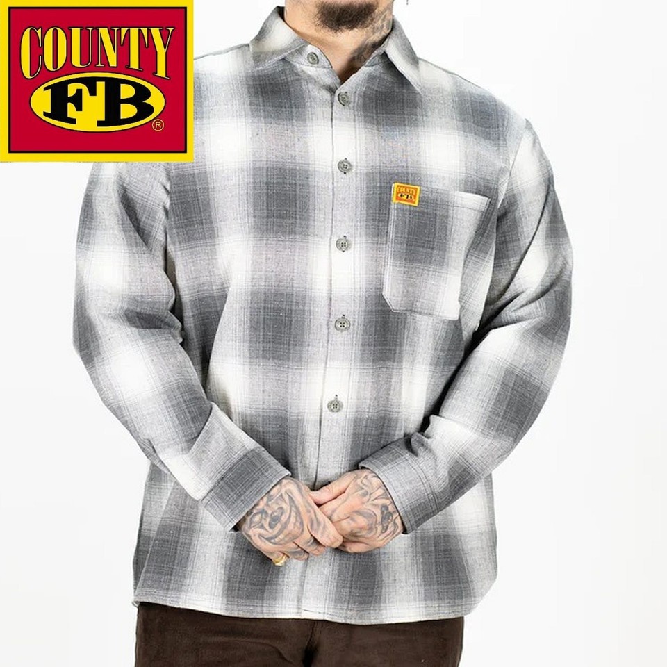 FB County Long Sleeve Plaid Checker Flannel Shirt | eBay