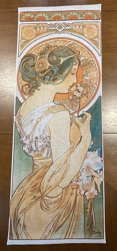 Alphonse Mucha Primrose Tenugui 93×35cm Japanese Cotton Textile Used | eBay