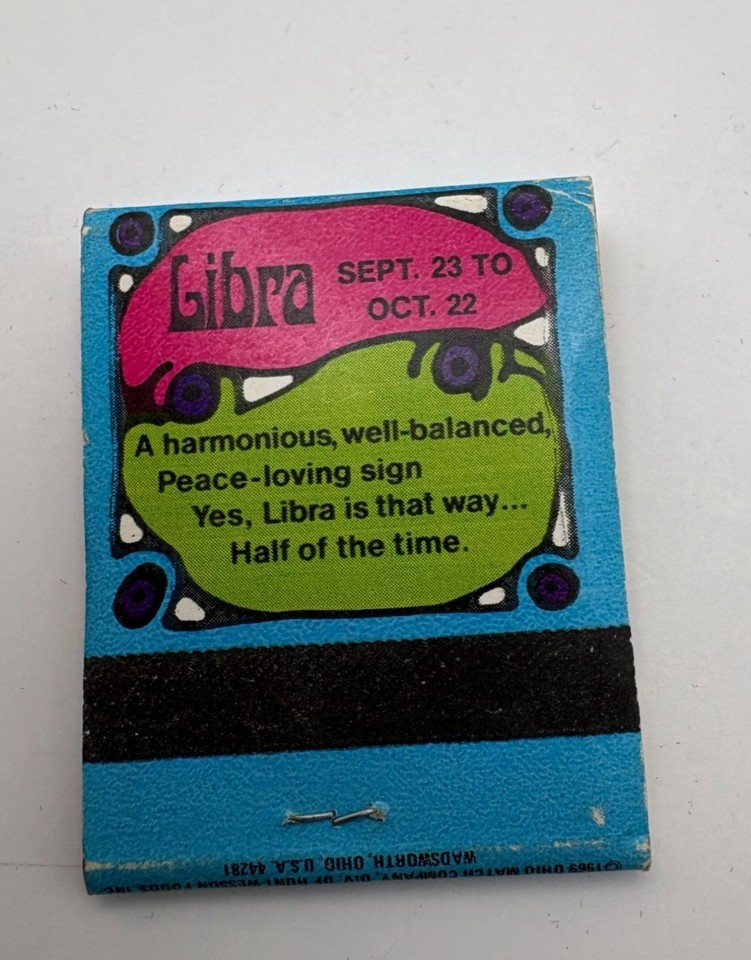 Astrological Sign Libra Matchbook Vintage Matches 1969 Ohio Match Co | eBay
