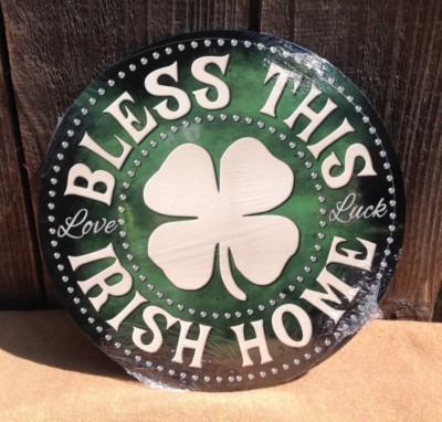 Bless This Irish Home Round Sign Vintage Garage Bar Decor Old Rustic | eBay