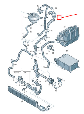 VW PASSAT B8 3G Coolant Hose With Quick Release Coupling 5Q0121086D NEW ...