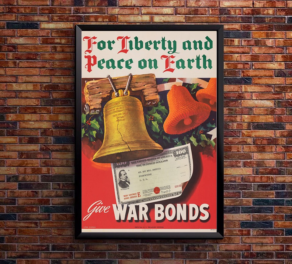 Give War Bonds - Liberty and Peace - Christmas - WW2 Poster | eBay