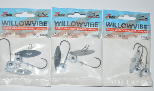 3 packs zman z-man willowvibe 1/4oz smelt silver vibration bladed ...