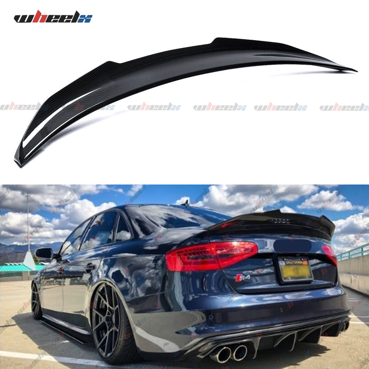 CARBON FIBER PSM STYLE HIGHKICK DUCKBILL TRUNK SPOILER FOR 2013-16 AUDI ...