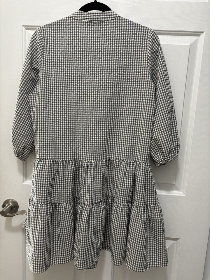 Petal And Pup Daria Mini Dress Womens S/M Gingham Check Black White ...