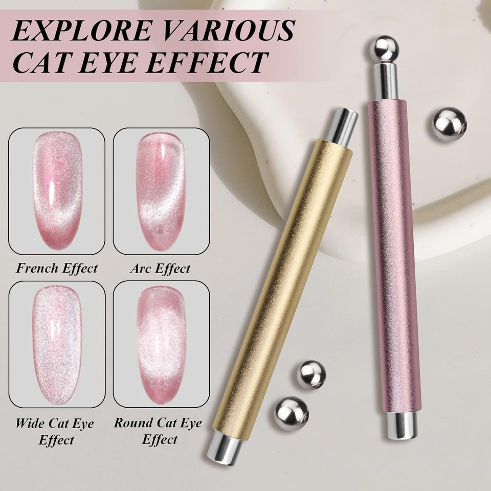 Double-Head Cat Eye Nail Magnet Set, Nail Magnet Tool with Cat Eye Nail ...
