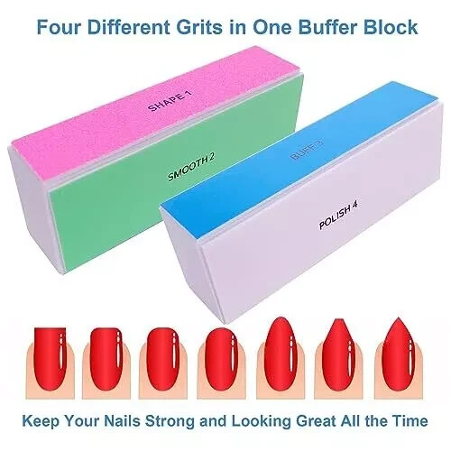 4 Way Nail Buffer Block (10 Pcs), Nail Shine Buffers Blocks Files for ...
