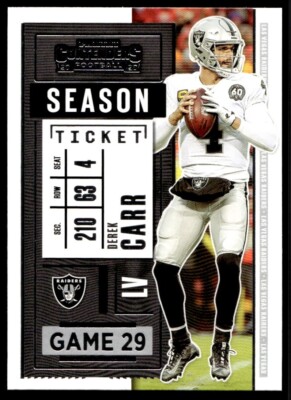 2020 Panini Contenders Season Ticket Derek Carr G80 Las Vegas Raiders ...