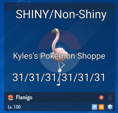 6IV SHINY FLAMIGO POKEMON SCARLET & VIOLET EV'D BATTLE READY OR NON ...