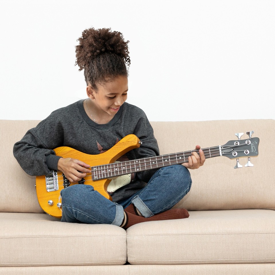 Glarry GW101 36in Small Scale Mahogany Electric Bass Guitar SS Pickups ...