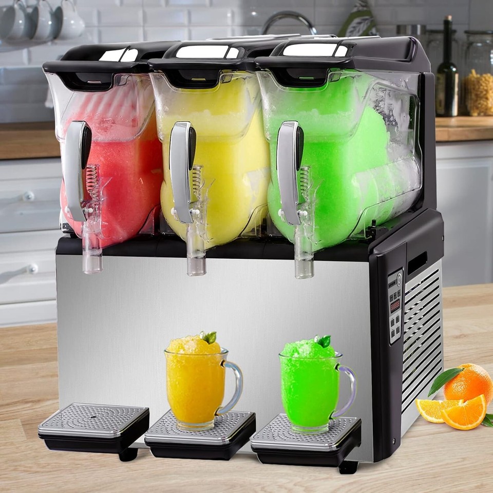 Slush Frozen Drink Machine, 10LX3 Tanks Commercial Slushy Machine ...