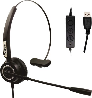 TriPro Monaural USB VoIP Headset for Computer Internet Calls, VoIP ...