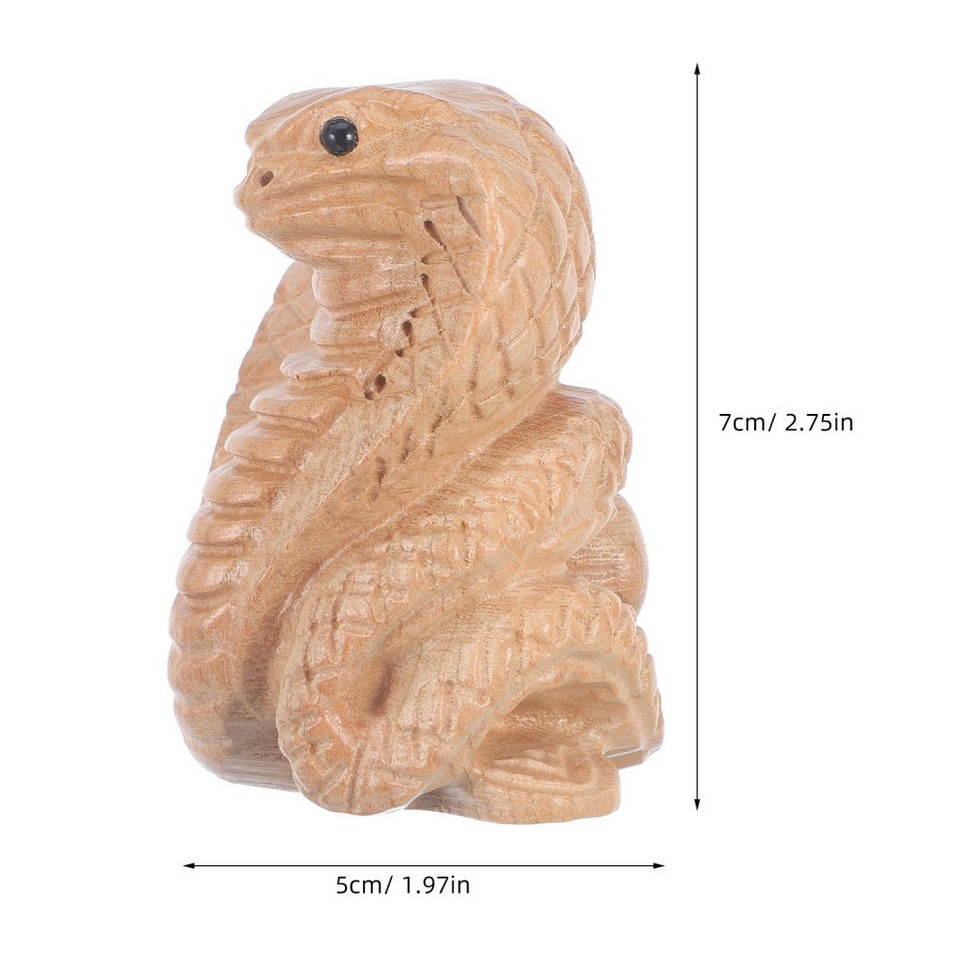 Mini Hand Carved Snake Wood Animals Desktop Ornament Lifelike Figurines ...