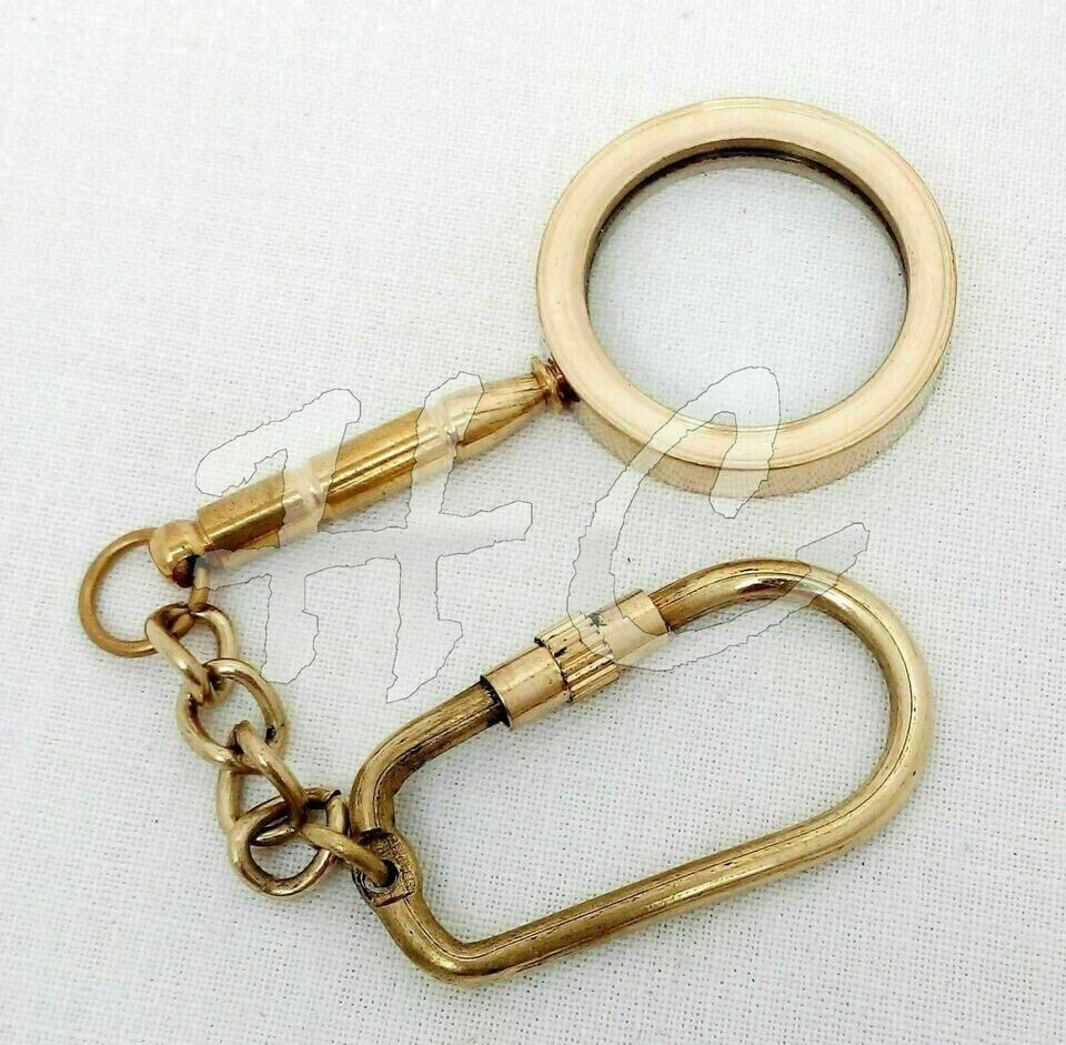 Lot of 100 pcs Antique Brass Magnifying Glass Key Chain Magnifier Key ...