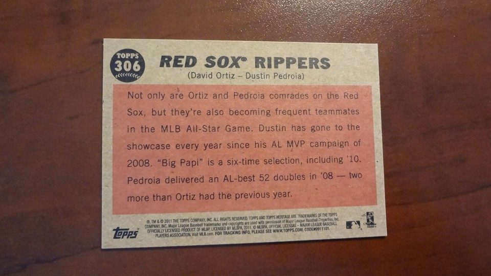 2011 TOPPS HERITAGE RED SOX RIPPERS BASEBALL CARD | eBay