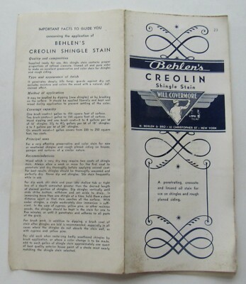 Behlen's Creolin Brochure w/ Sample Color Chips For Shingle Stain | eBay
