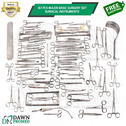 161 Pcs Major Basic Surgery Set Surgical Instruments Kit German Grade ...