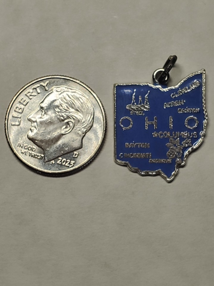 VINTAGE STERLING SILVER & ENAMEL CHARM STATE MAP OF OHIO | eBay