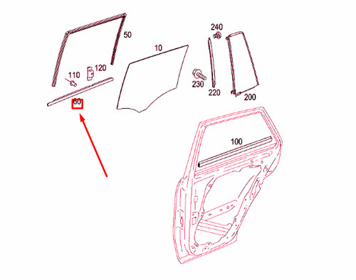 MB GL X164 REAR RIGHT DOOR OUTSIDE ORNAMENTAL TRIM A1646907080 NO DUTY ...