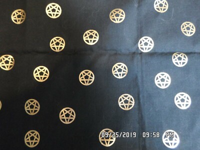 Black & Gold Pentagram Scarf Pagan Wicca Earth Wind Fire Air Spirit 36 ...