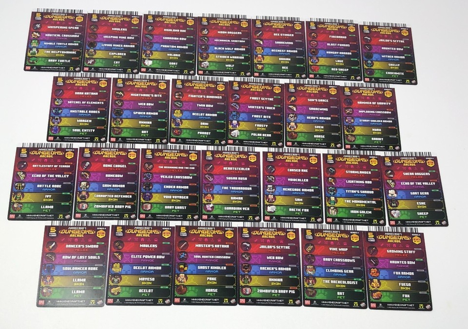 Minecraft Dungeons Arcade Cards Series 4 COMPLETE SET (#1 - #143) w ...
