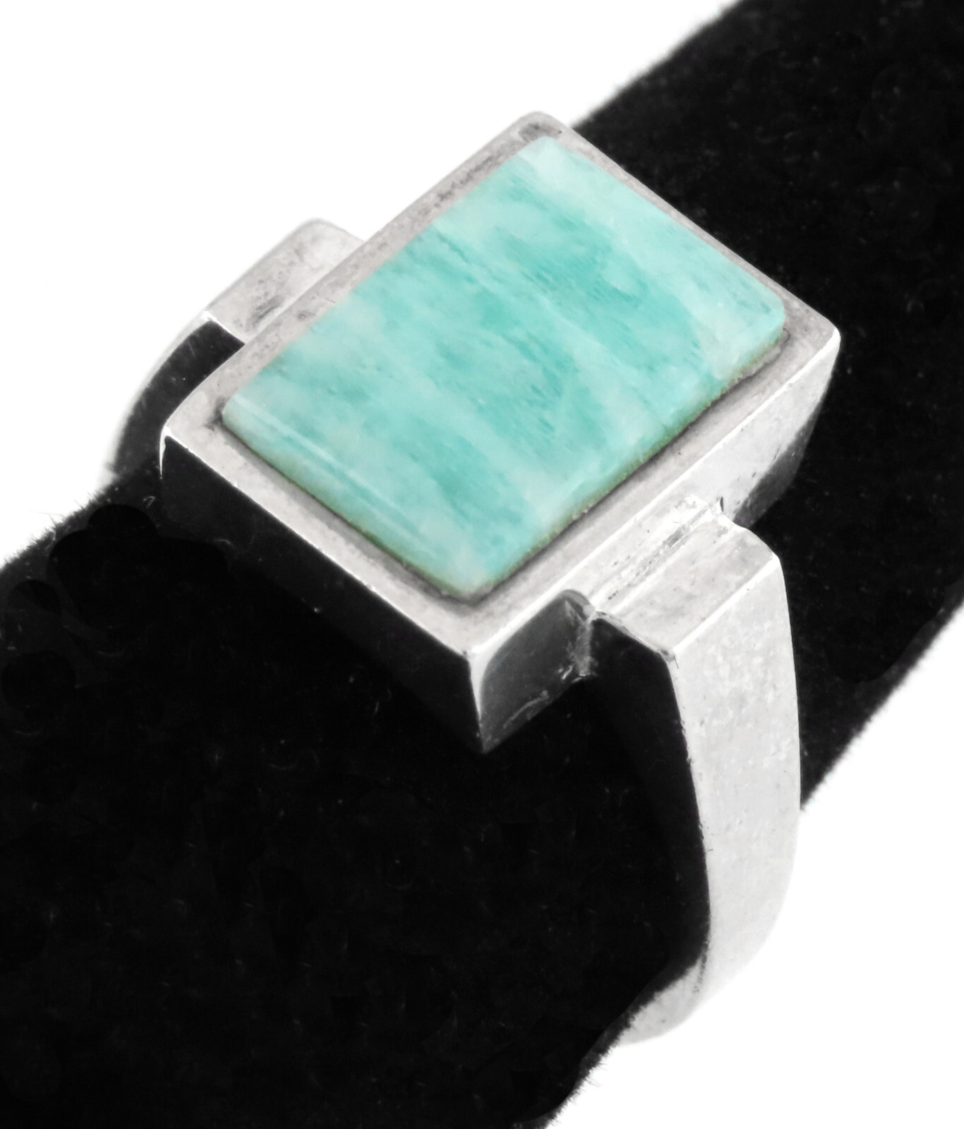 * VINTAGE STERLING SILVER RECTANGULAR AMAZONITE ARTIS… - Gem