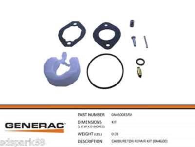 Generac Guardian Carburetor Repair Kit (0A4600) 0A4600ESRV | eBay