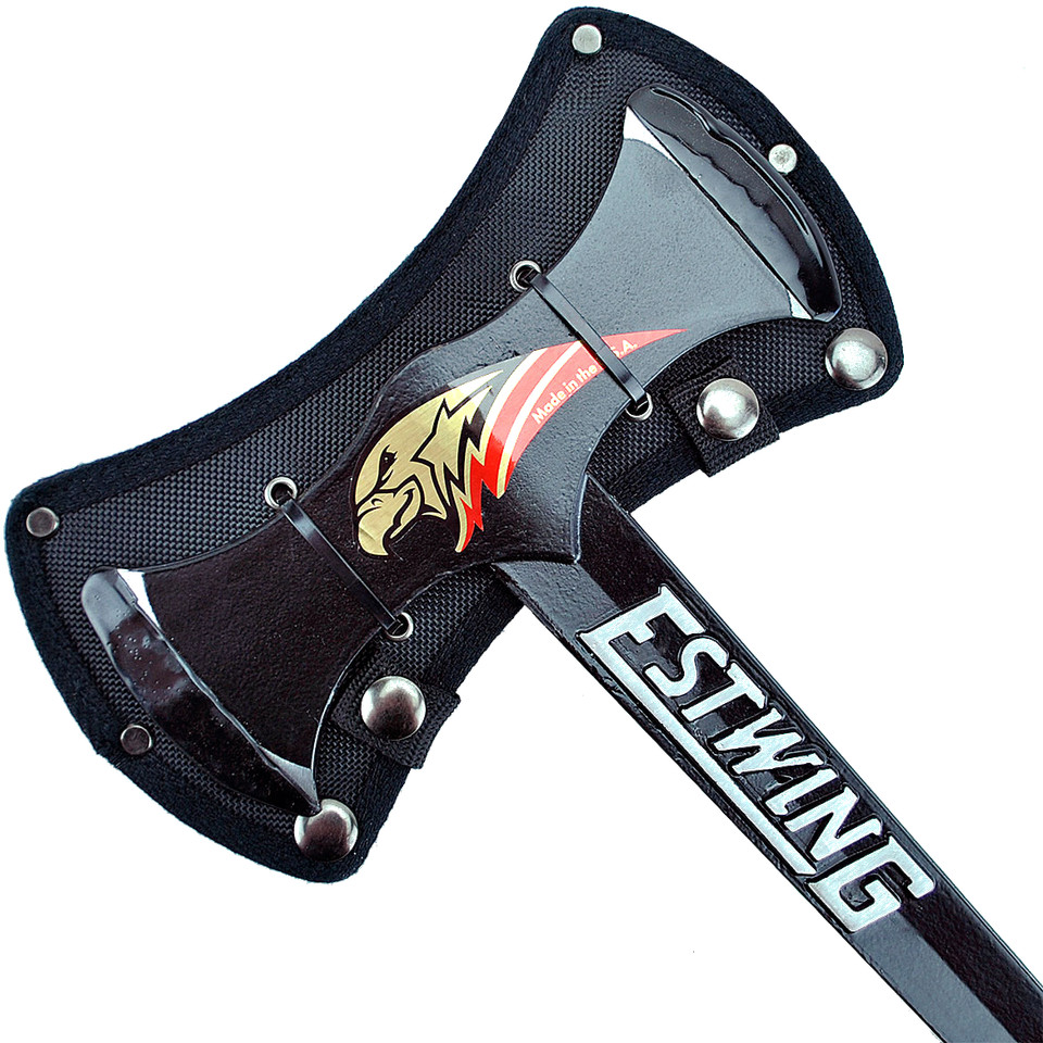 ESTWING 17" BLACK EAGLE DOUBLE BIT AXE BLACK MATTE FINISH & LEATHER ...