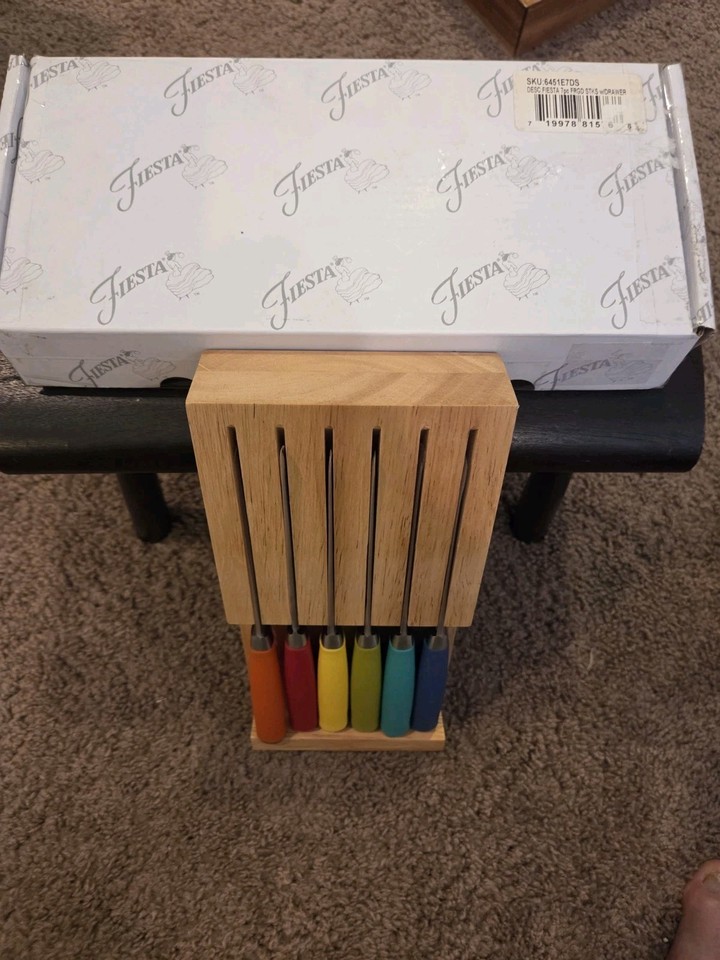 Fiestaware Steak Knife Set of 6 Steak Knives And An In-drawer Wood ...