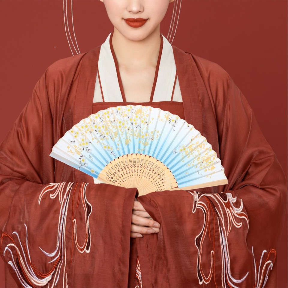 Folding Hand Rave Fan: Portable Chinese Handheld Flower Dancing Fan For ...