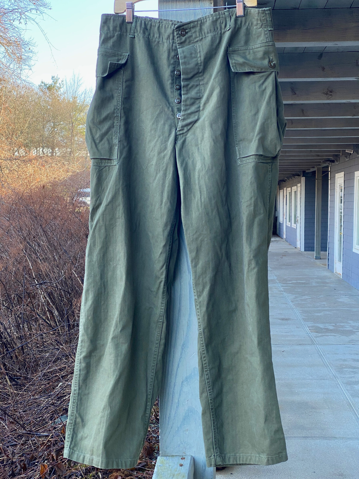 Vintage WWII 40s USMC HBT Olive Cotton Cargo Combat F… - Gem