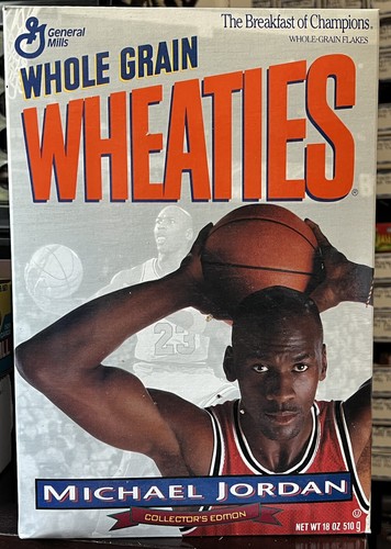 Michael Jordan UnOpened WHEATIES Silver Cereal Box. Collectors Edition ...