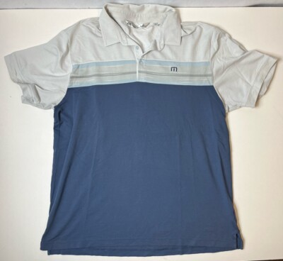 Travis Mathew Golf Polo Shirt Men’s XL Blue Stripe Logo Outdoor ...