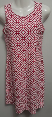 Jude Connally Women's Sleeveless Dress Octagon/Diamond Design Red/White ...