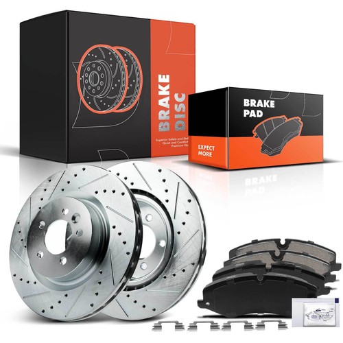 Front Drilled Brake Rotors & Ceramic Brake Pads for Land Rover Range ...