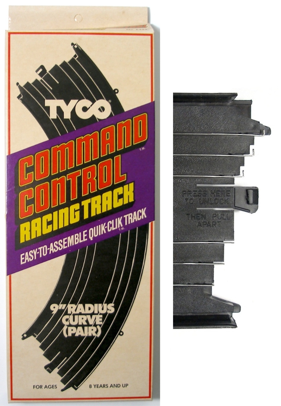 1979 TYCO TCR Slot less Car Total Command Control 1/4 9" CURVE TRACK ...