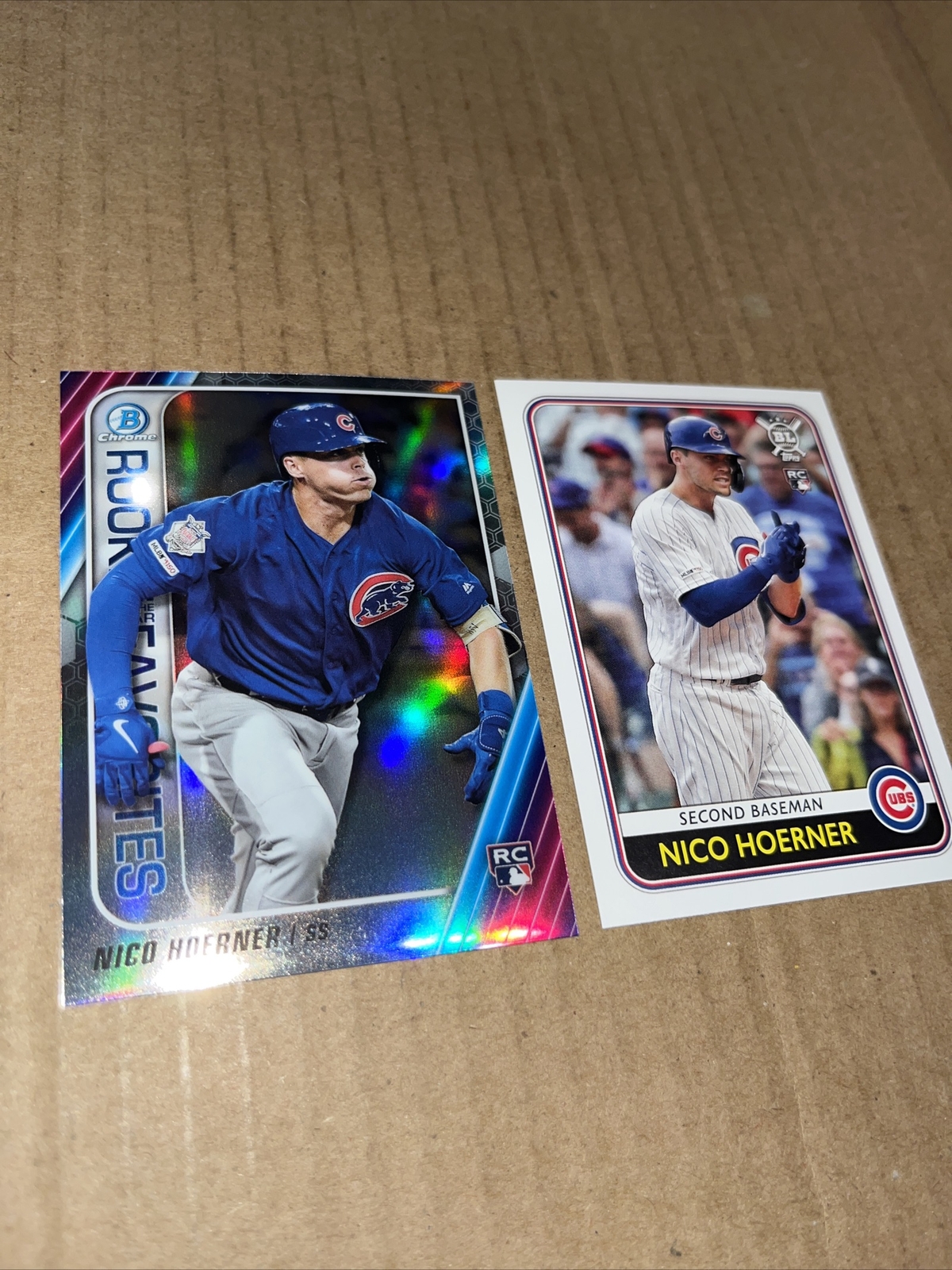 NICO HOERNER RC 2020 Bowman Chrome #ROYF-NH & Big League #139 Cubs ...