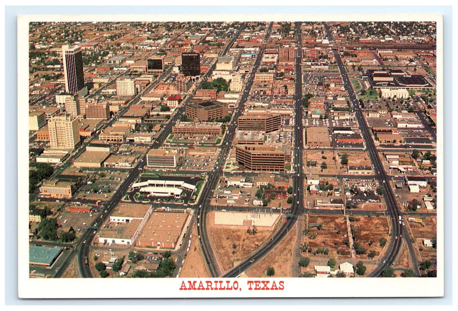 Aerial Downtown Cityscape Friendly City Buildings Streets Amarillo TX ...