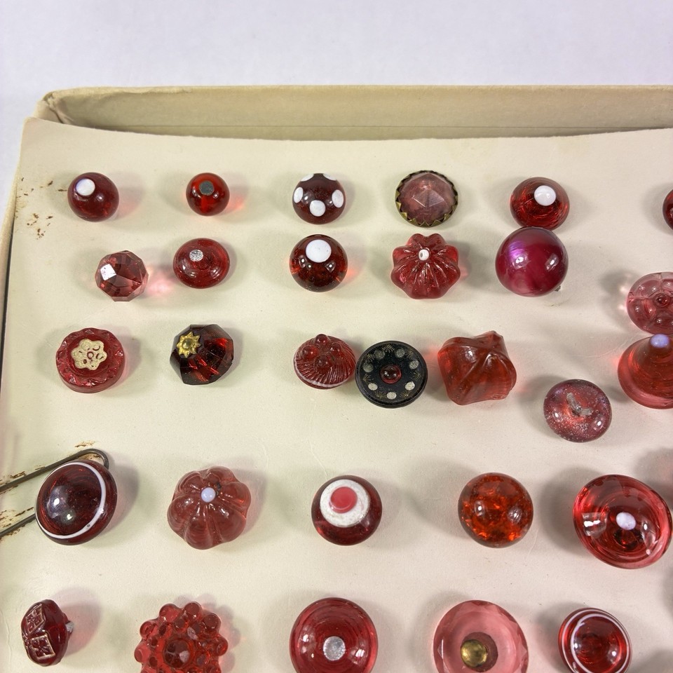 Lot Of 90 Vintage Ruby Glass Buttons Small Size Red/Cranberry/Pink | eBay