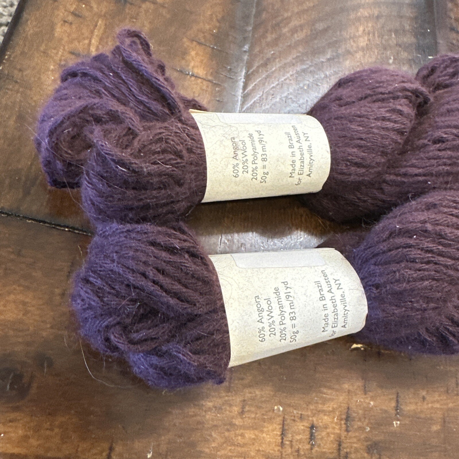 Lot2 ELSEBETH LAVOLD ANGORA Wool BLEND YARN 008 Aubergine Purple 50g Ea ...