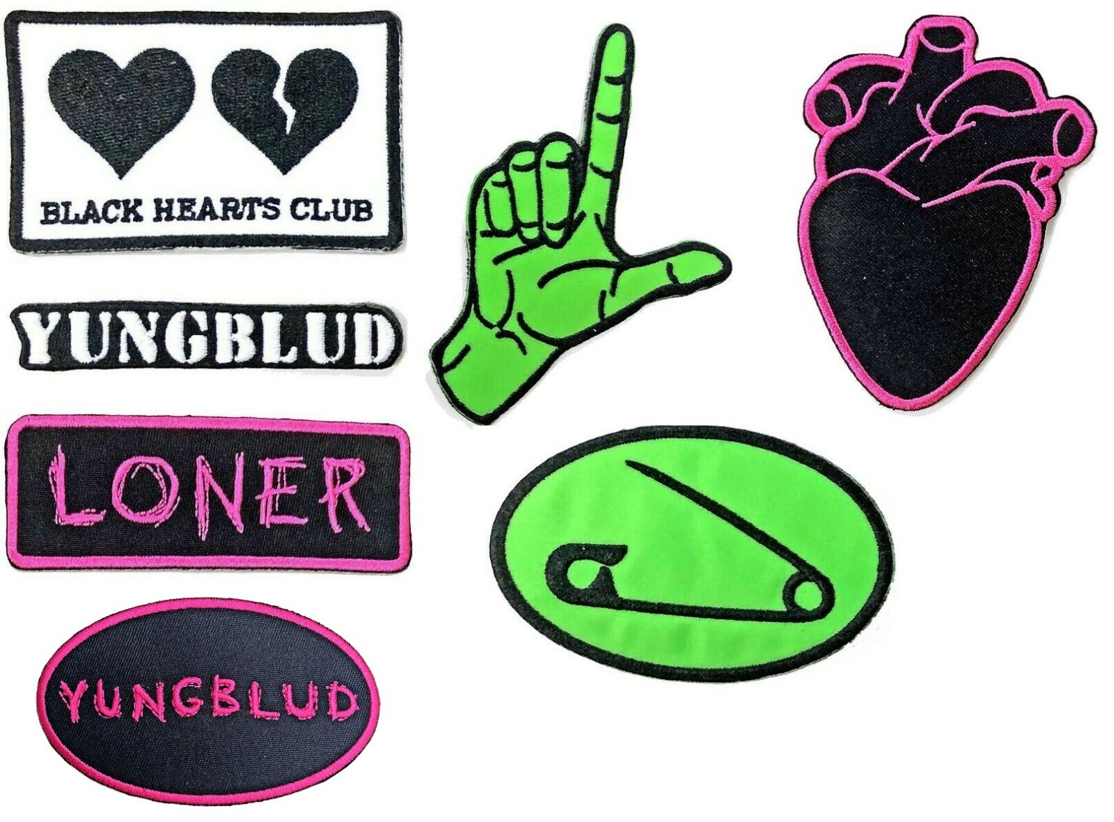 YUNGBLUD official merchandise - IRON ON / SEW ON PATCH - BLACK HEARTS ...