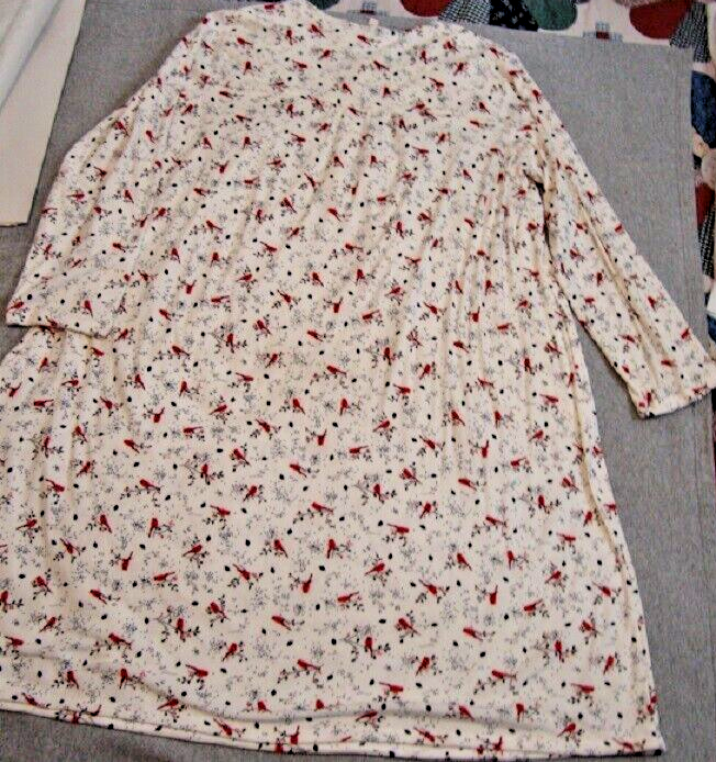 Secret Treasures Stretch Fleece Nightgown 4X Long Sleeve White w/ Red ...